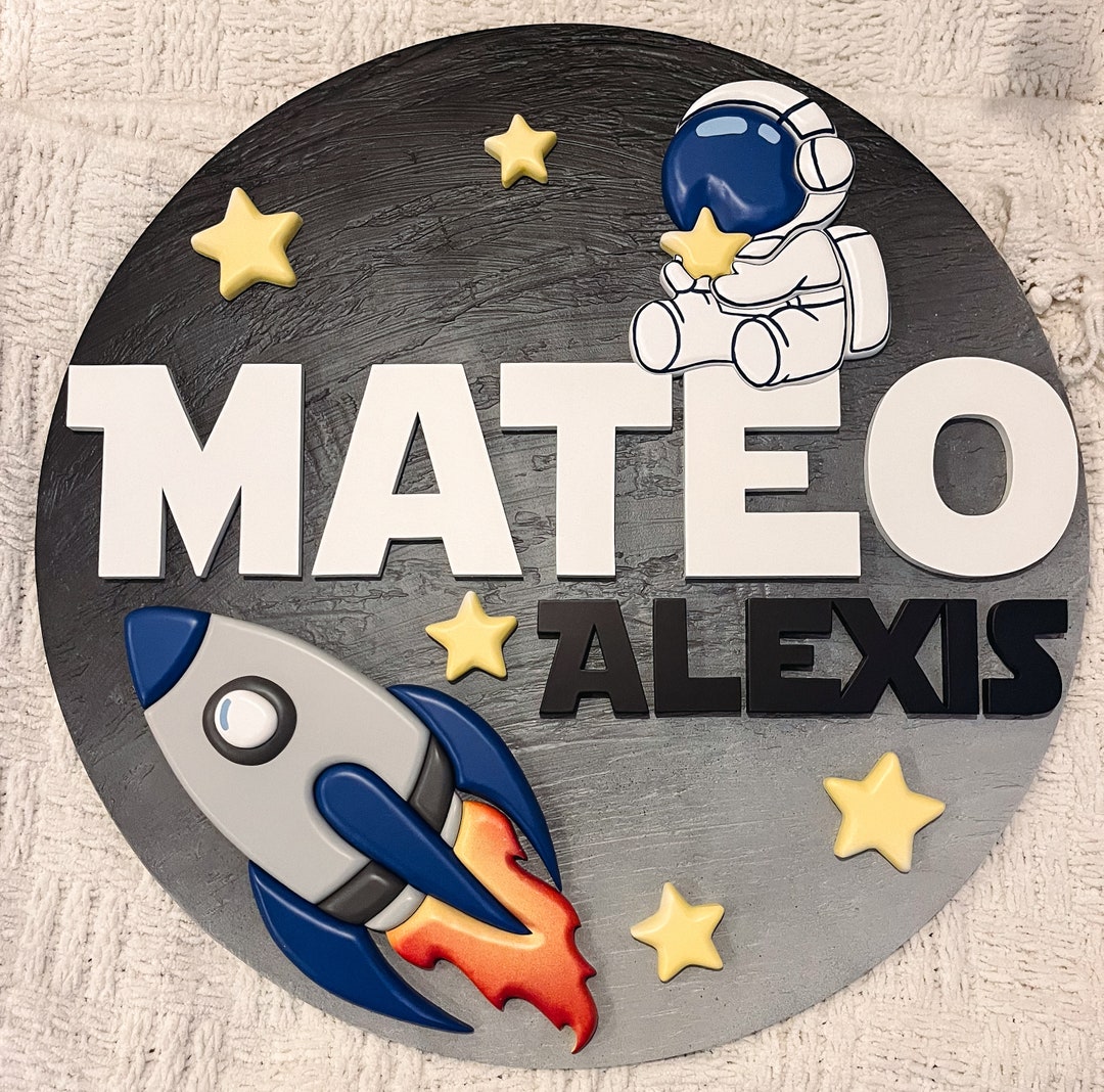Space Themed Nursery Sign | Rocket Themed Name Sign | Custom Space Name ...