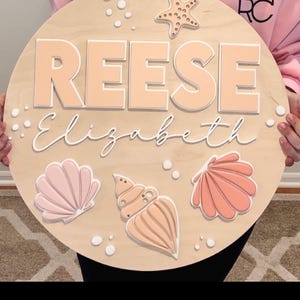 Seashell Nursery Sign | Custom Beach Name Sign | Custom Seashell Wood ...