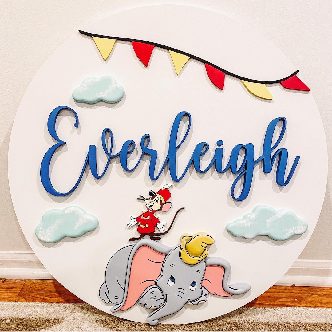 Dumbo Circle Sign | Custom Name Sign | Dumbo & Timothy Sign | Nursery ...