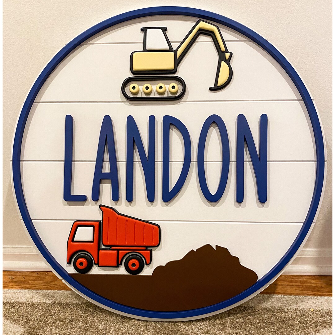 Construction Name Sign | Custom Construction Nursery Sign| Dump Truck ...