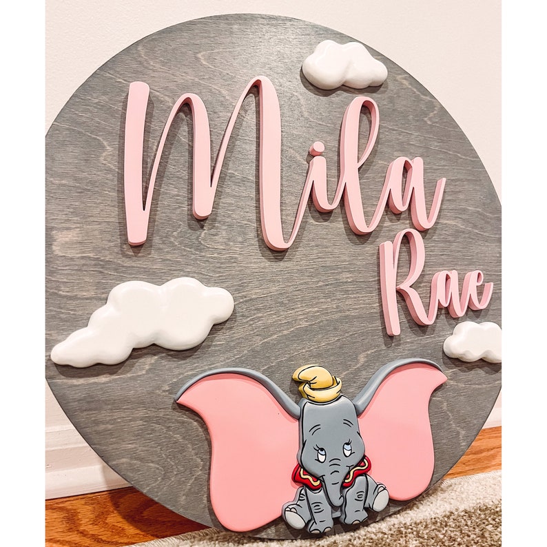 Dumbo Circle Sign Custom Name Sign Nursery Decor Disney - Etsy