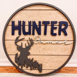Hunting Nursery Name Sign | Woodland Name Sign | Custom Deer Name Sign ...