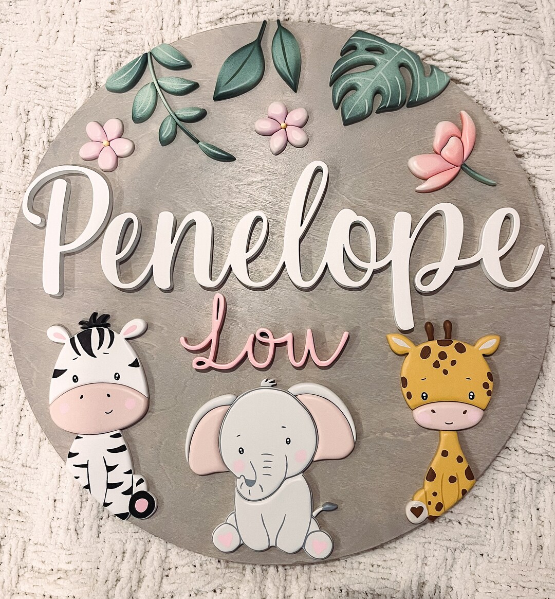 Safari Nursery Sign | Custom Safari Name Sign | Custom Safari Wood Sign ...