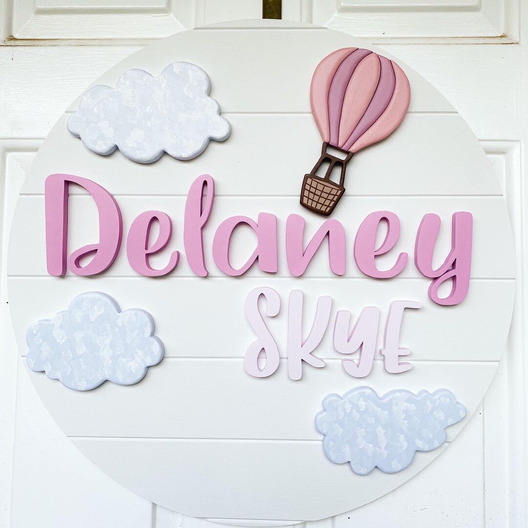 Hot Air Balloon Name Sign | Air Balloon Nursery Sign| Sky Nursery ...