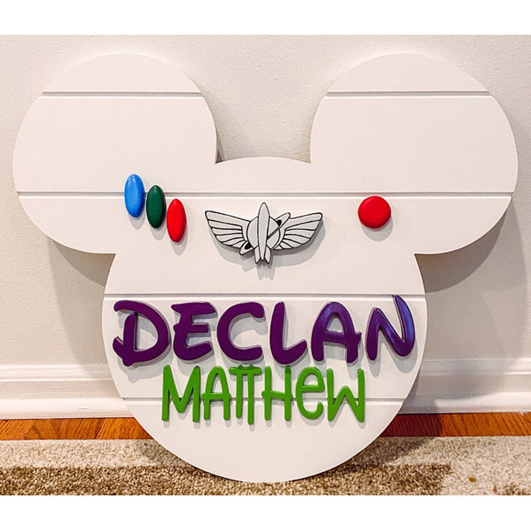 Mickey Name Sign | Disney Nursery Sign| Toy Story Sign | Buzz Light ...