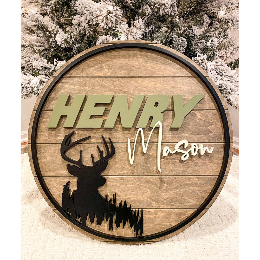 Hunting Nursery Name Sign | Woodland Name Sign | Custom Deer Name Sign ...