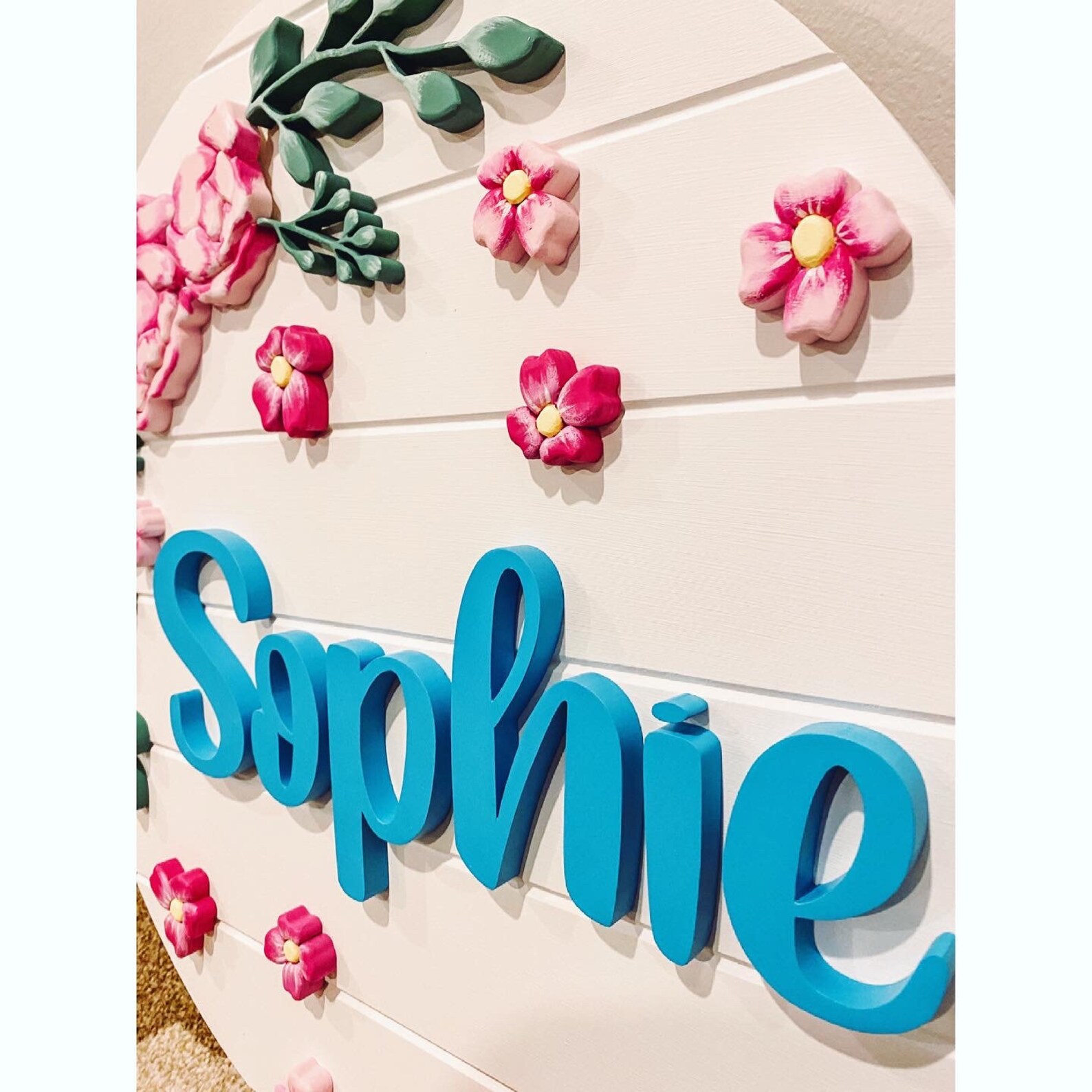 Floral Wood Name Sign Custom Floral Nursery Name Sign | Etsy