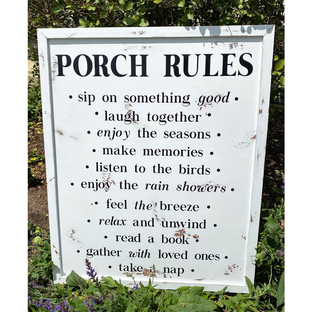 Porch Rules Sign | Porch Rules Decor | Porch Decor - Etsy
