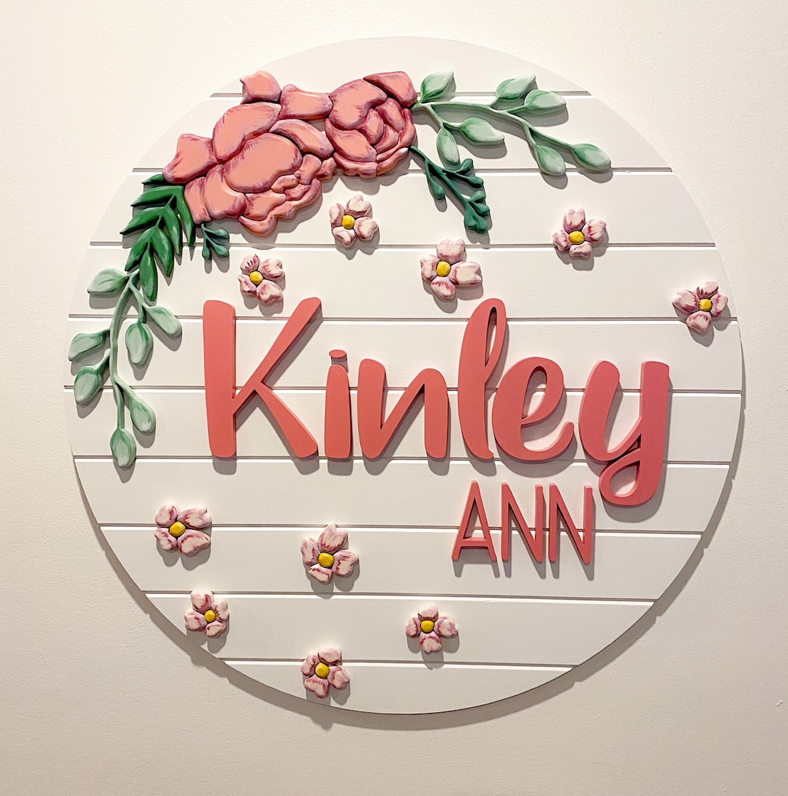 Floral Wood Name Sign Custom Floral Nursery Name Sign | Etsy