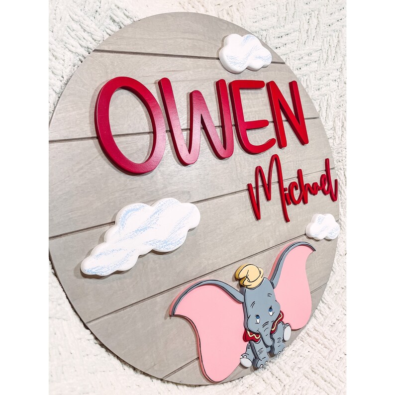 Dumbo Circle Sign Custom Name Sign Nursery Decor Disney - Etsy
