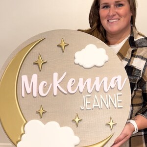 Moon Name Sign | Star & Moon Nursery Sign| Star Nursery Sign | Nursery ...