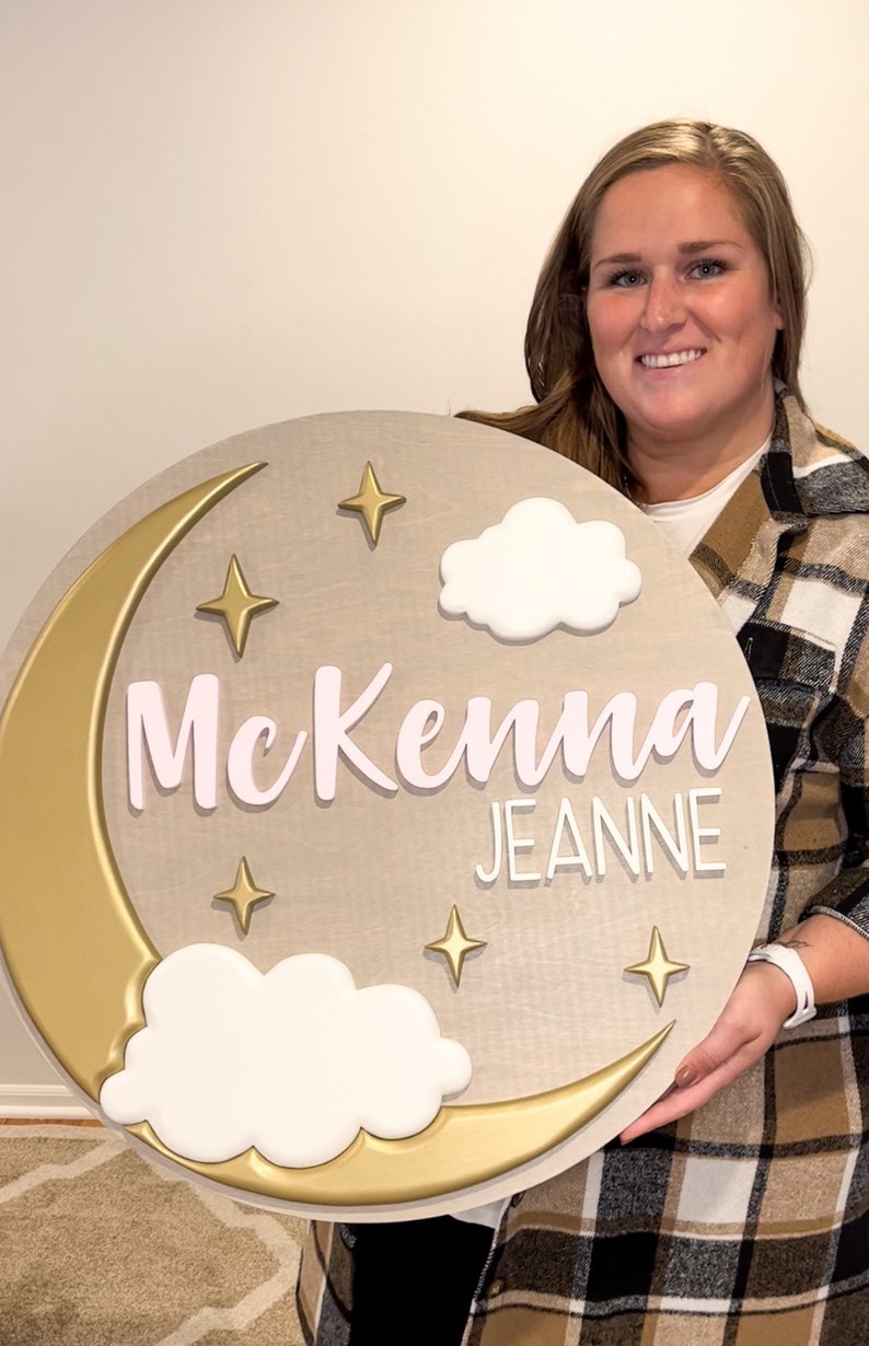 Moon Name Sign Star & Moon Nursery Sign Star Nursery Sign - Etsy