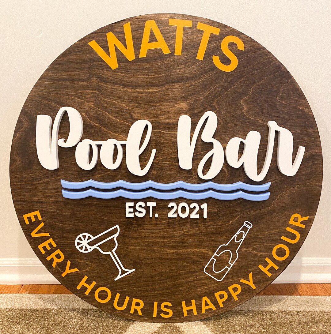Pool Bar Sign | Bar Sign | Custom Bar Sign | Happy Hour Sign | Custom ...