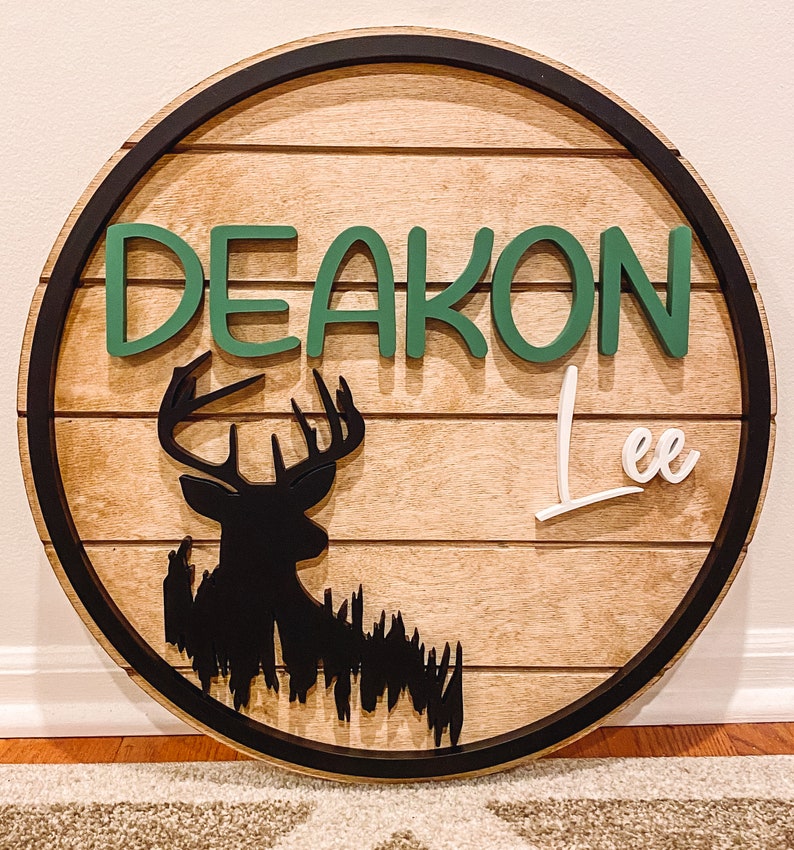 Hunting Nursery Name Sign Woodland Name Sign Custom Deer - Etsy