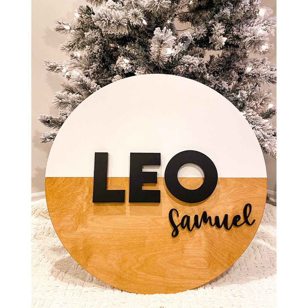 Round Nursery Name Sign Color Block Wood Name Sign Baby Name Sign Round ...