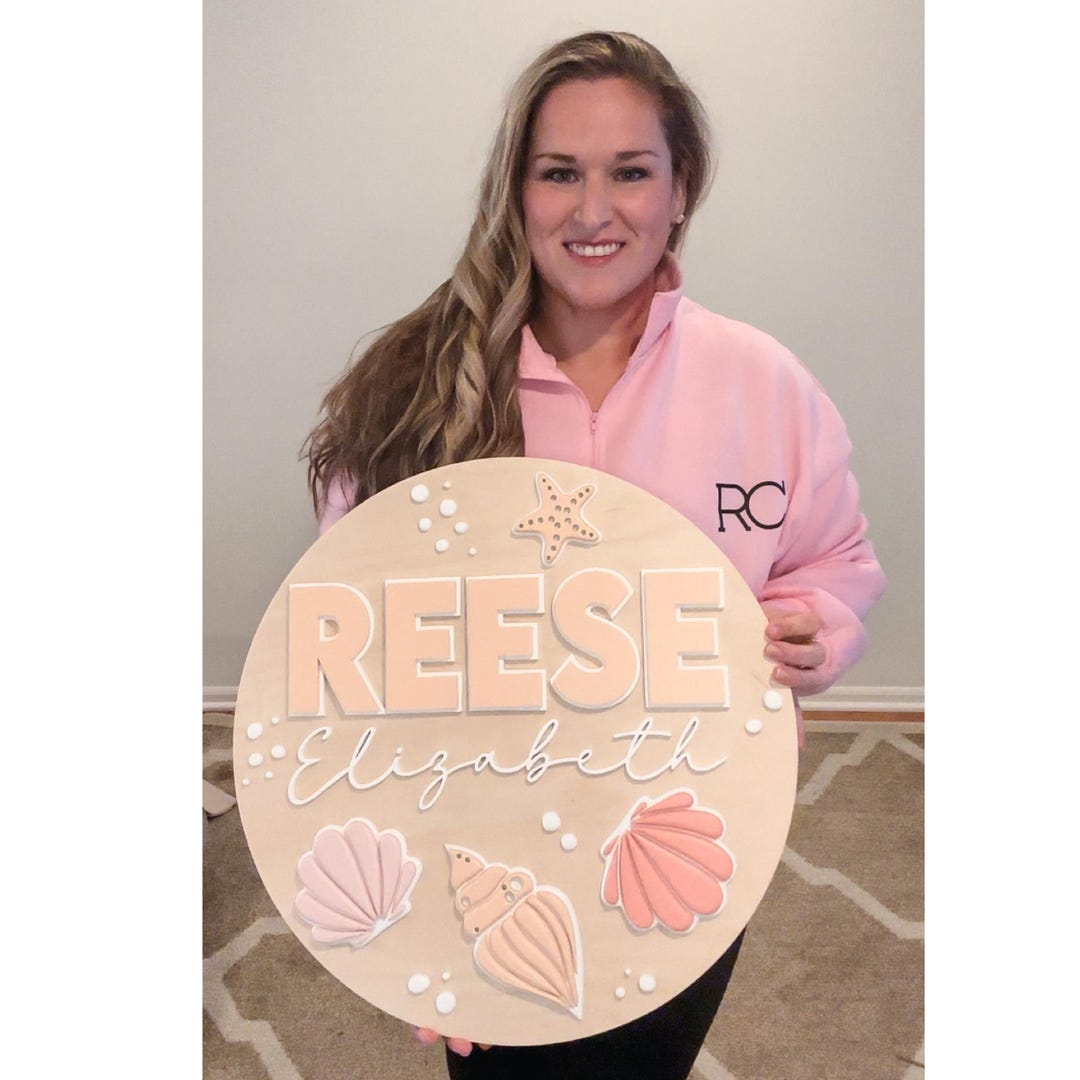 Seashell Nursery Sign | Custom Beach Name Sign | Custom Seashell Wood ...