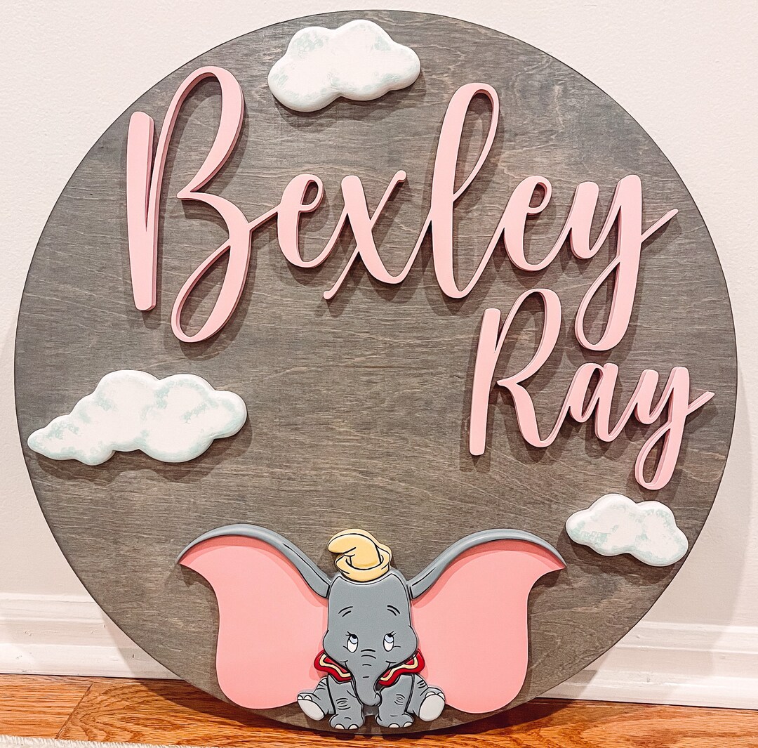 Dumbo Circle Sign Custom Name Sign Nursery Decor Disney - Etsy