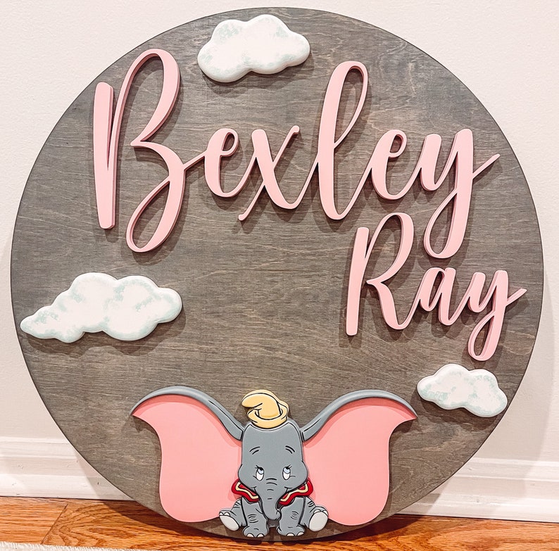 Dumbo Circle Sign Custom Name Sign Nursery Decor Disney - Etsy