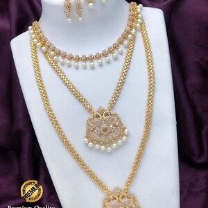 Gold Pathakkam, Aaram With Big Pendant, Chain With Pendant - Etsy