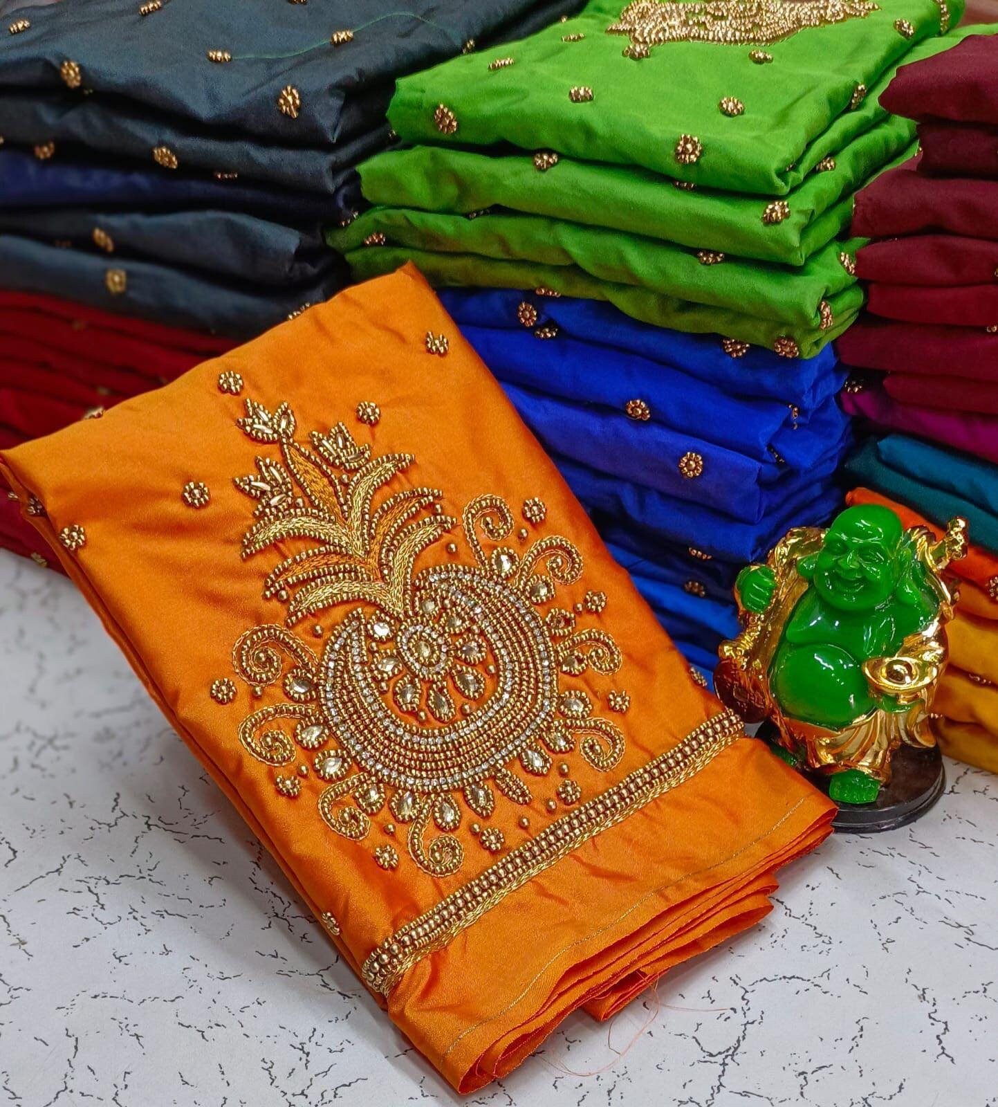 Aari Work Saree Blouse Material, Unstitched Aari Work Blouse - Etsy