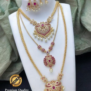 Gold Pathakkam, Aaram With Big Pendant, Chain With Pendant - Etsy