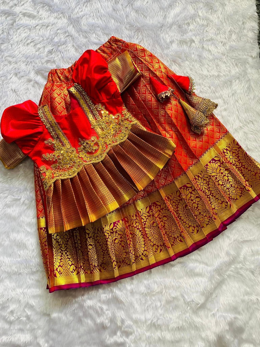 Pattu Pavadai,silk Full Skirt and Blouse,paddu Pavadai Set, 1-2 Yers ...