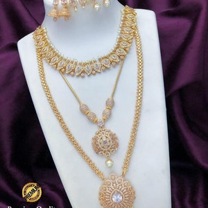 Gold Pathakkam, Aaram With Big Pendant, Chain With Pendant - Etsy