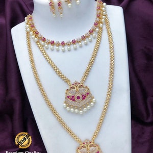 Gold Pathakkam, Aaram With Big Pendant, Chain With Pendant - Etsy