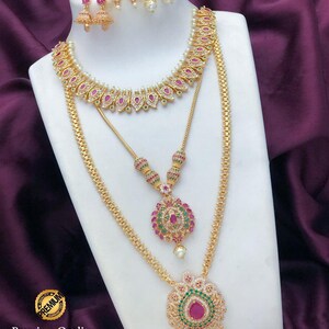 Gold Pathakkam, Aaram With Big Pendant, Chain With Pendant - Etsy