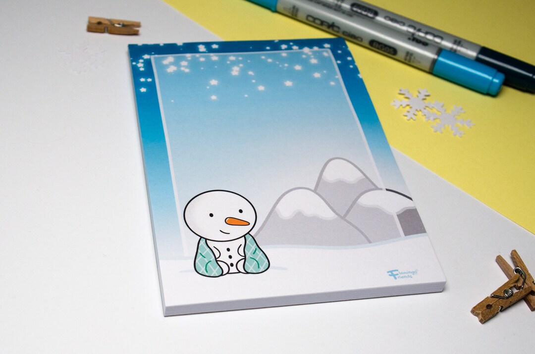 Memo Pad DIN A6 Snowman, Winter, Christmas, Kawaii, Notepad, 50 Sheets ...
