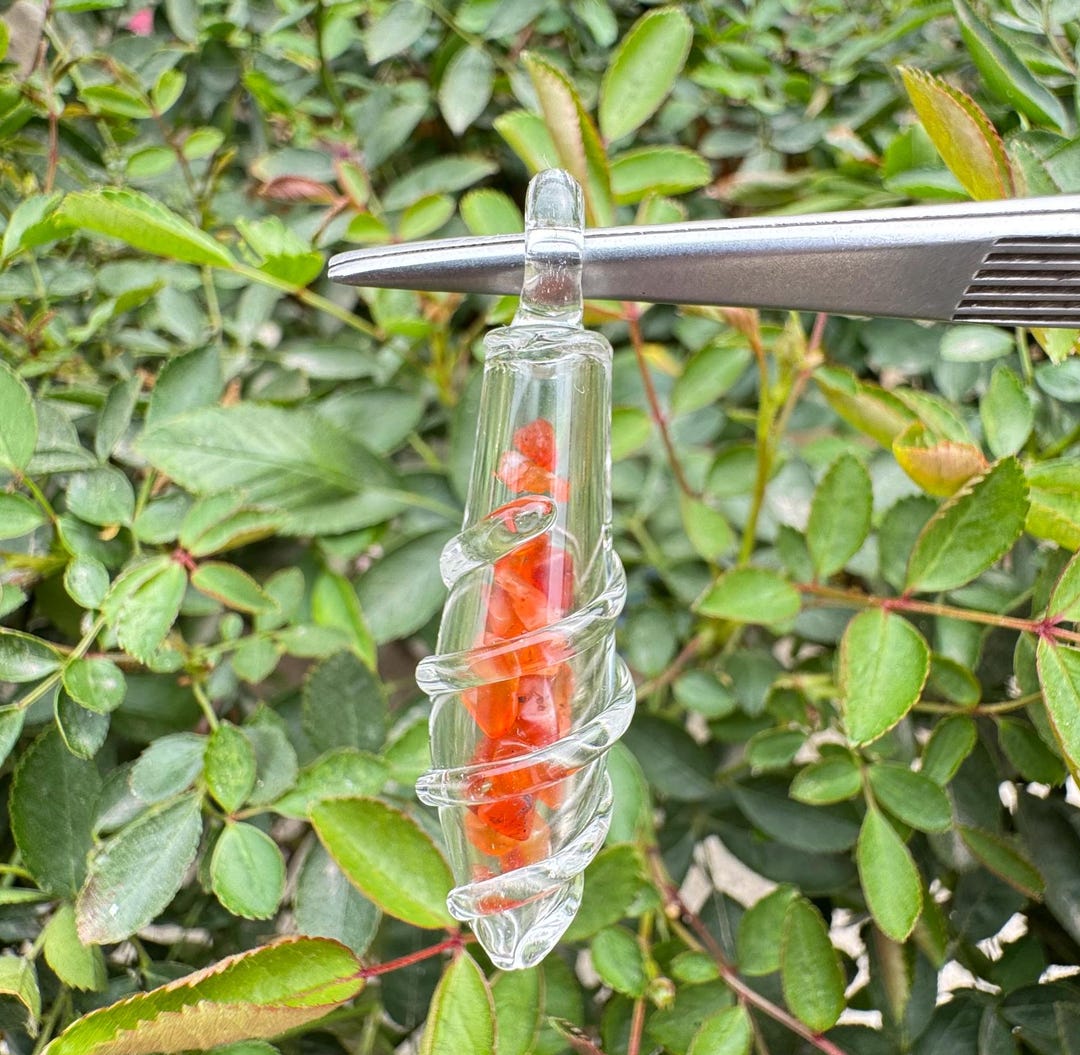 Mexican Fire Opal Glass Bottle Pendant: Polished Rough Gemstone (29.00 ...