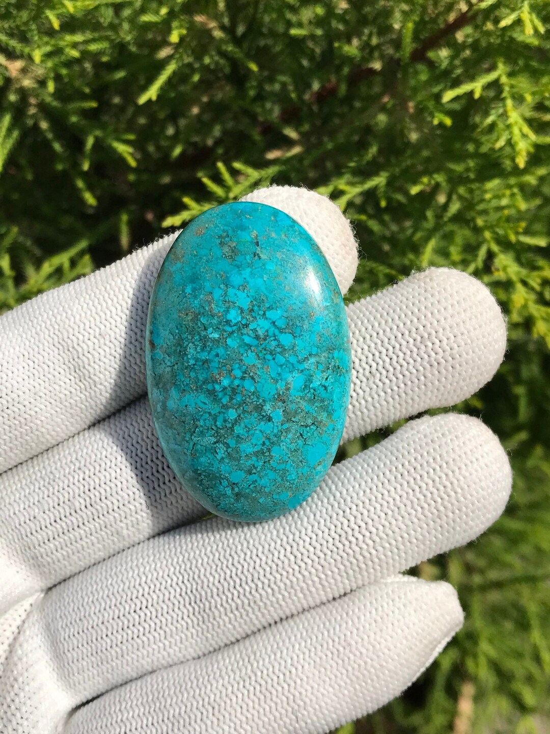 Natural Chrysocolla Cabochon Gemstone: Handmade Loose Stone (48X31 MM ...