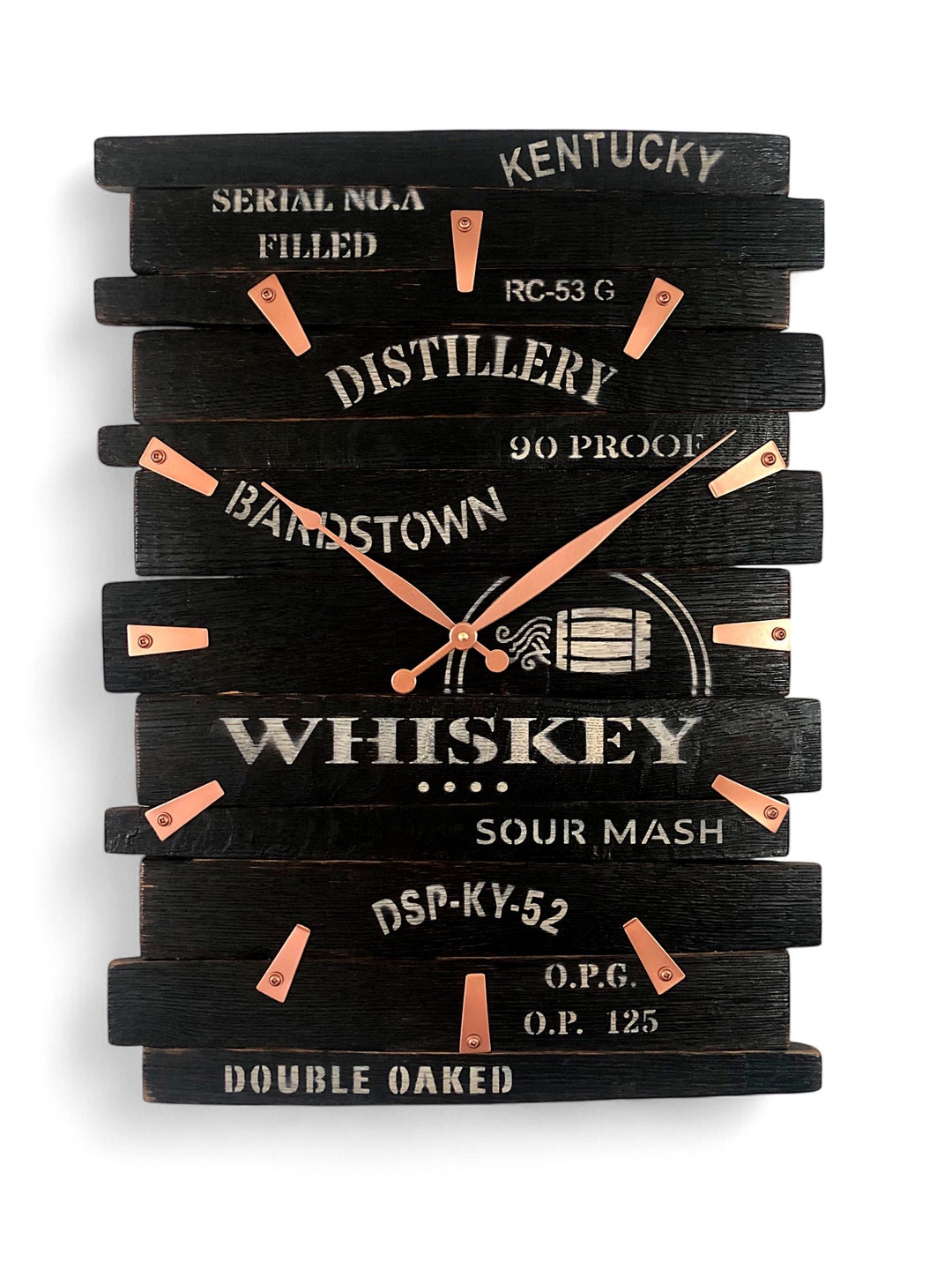 Copper Whiskey Barrel Stave Clock Kentucky Bourbon Theme Bar Decor ...