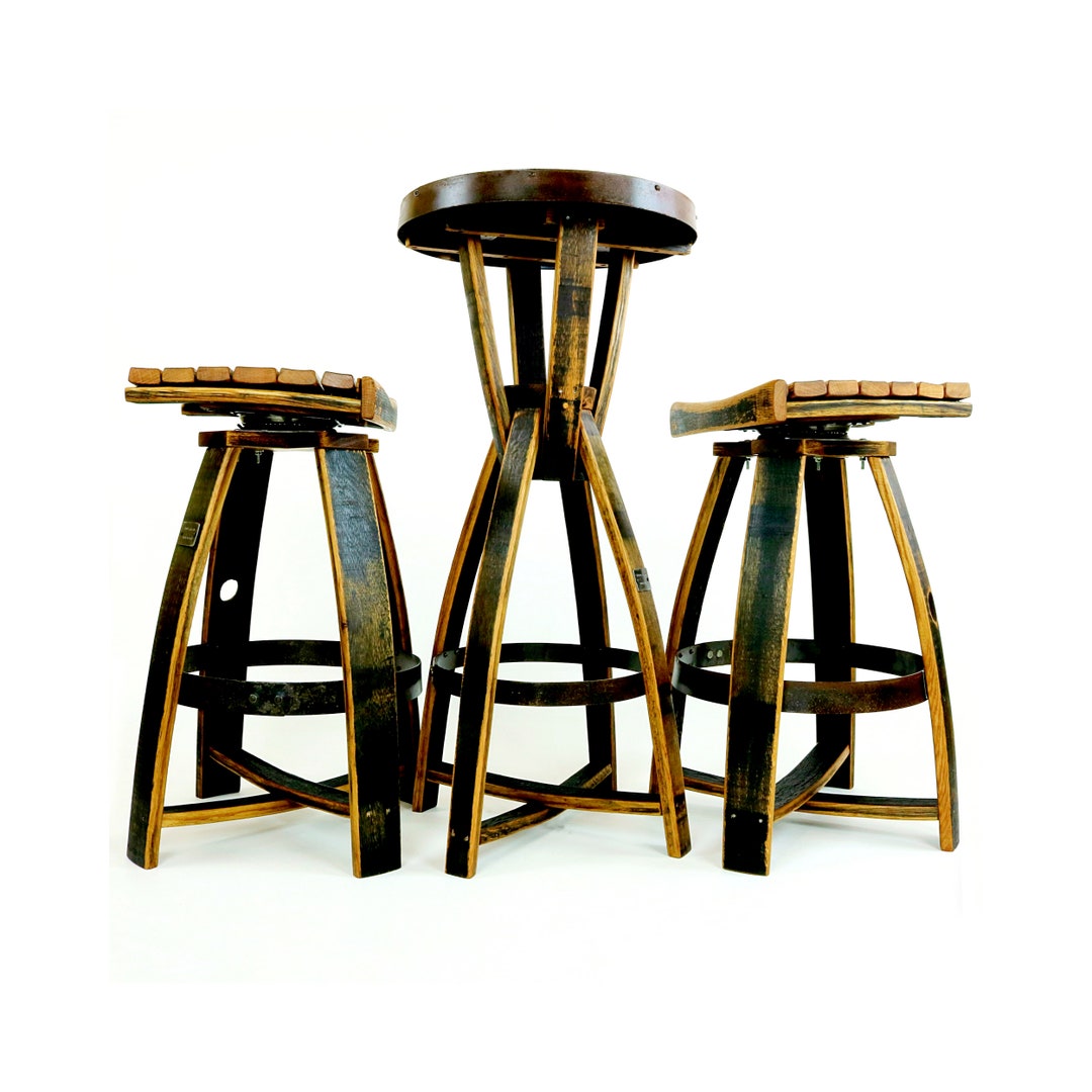 Bourbon Whiskey Barrel Bar Set 3 Piece Pub Set - Etsy