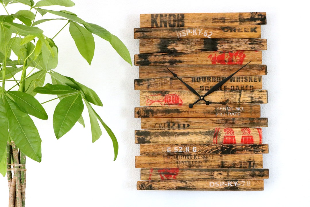Whiskey Barrel Stave Clock - Large Whiskey Barrel Wood Wall Clock ...