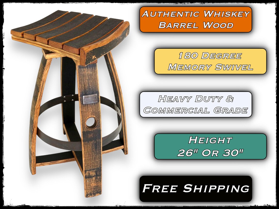 Whiskey Barrel Bar Stool With Memory Swivel | Rotating Barstools - Etsy