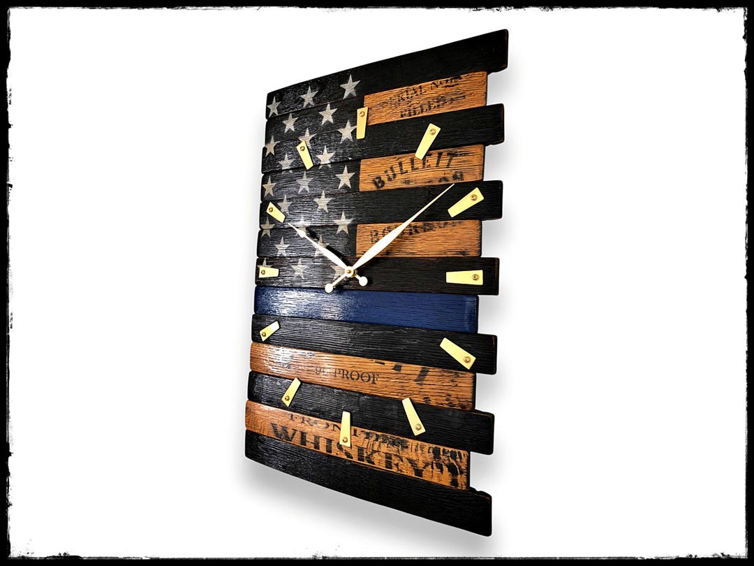 Whiskey Barrel Police American Flag Clock Law Enforcement Gifts Men ...