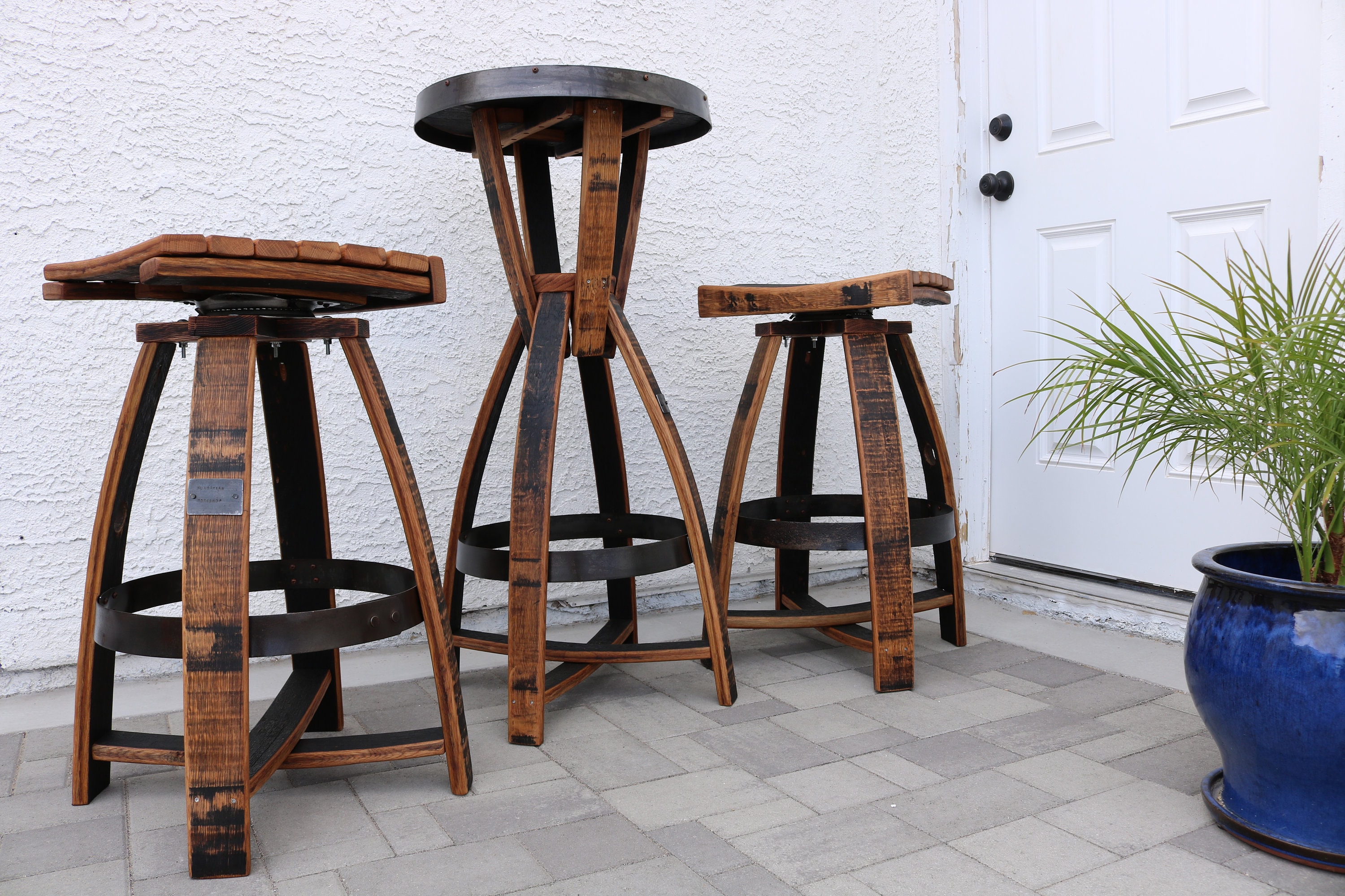 Bourbon Whiskey Barrel Bar Set 3 Piece Pub Set - Etsy