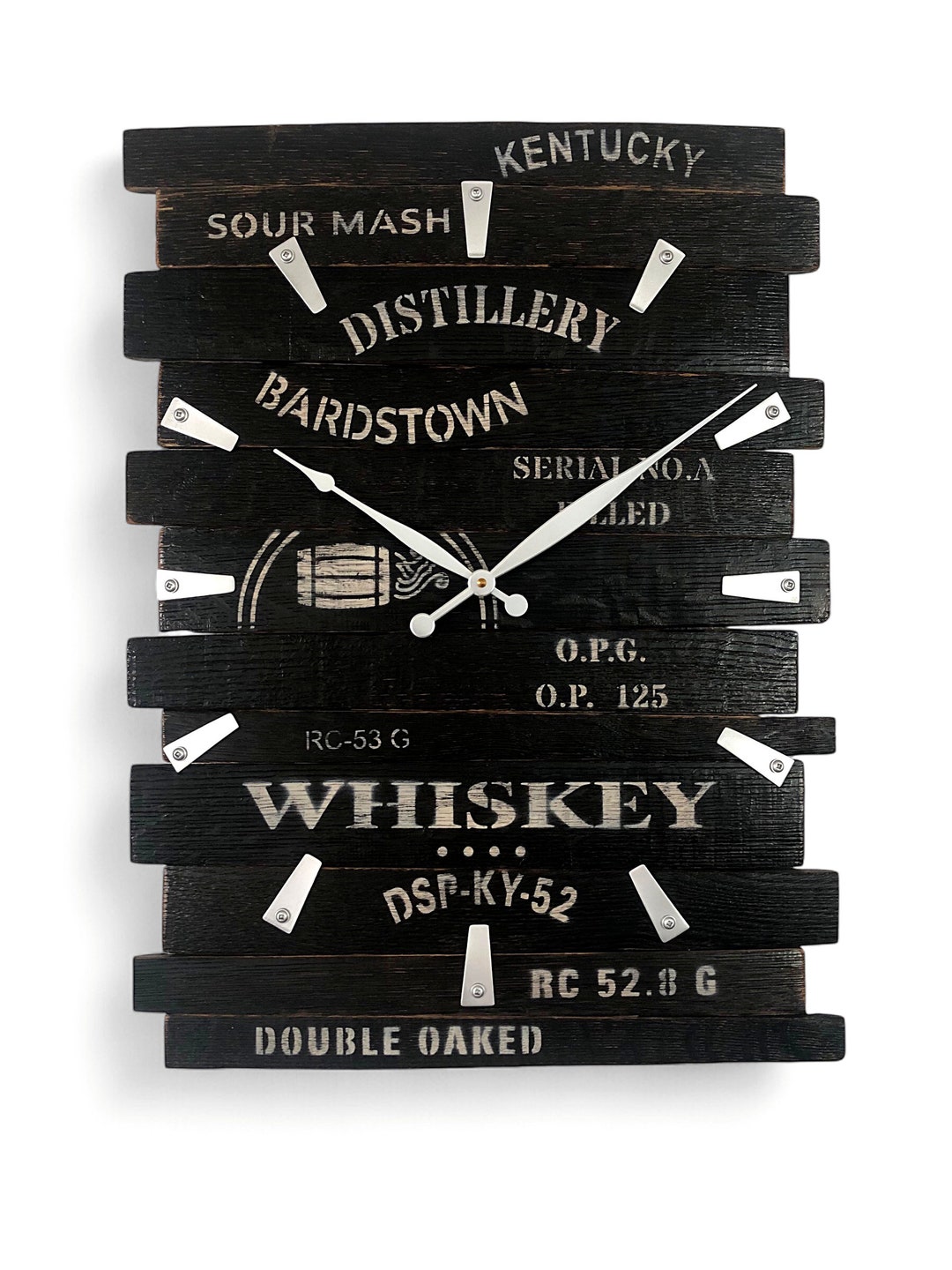 Silver Whiskey Barrel Stave Clock Kentucky Luxury Barrel Clocks ...