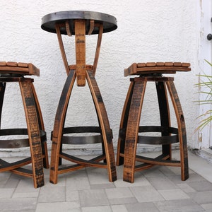 Bourbon Whiskey Barrel Bar Set 3 Piece Pub Set - Etsy