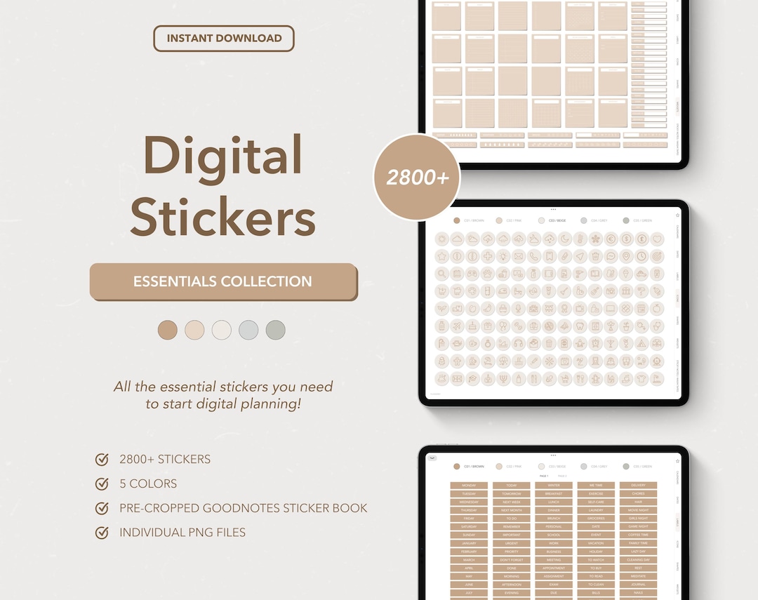 Digital Stickers Pack | Digital Planner Stickers, Goodnotes Stickers ...