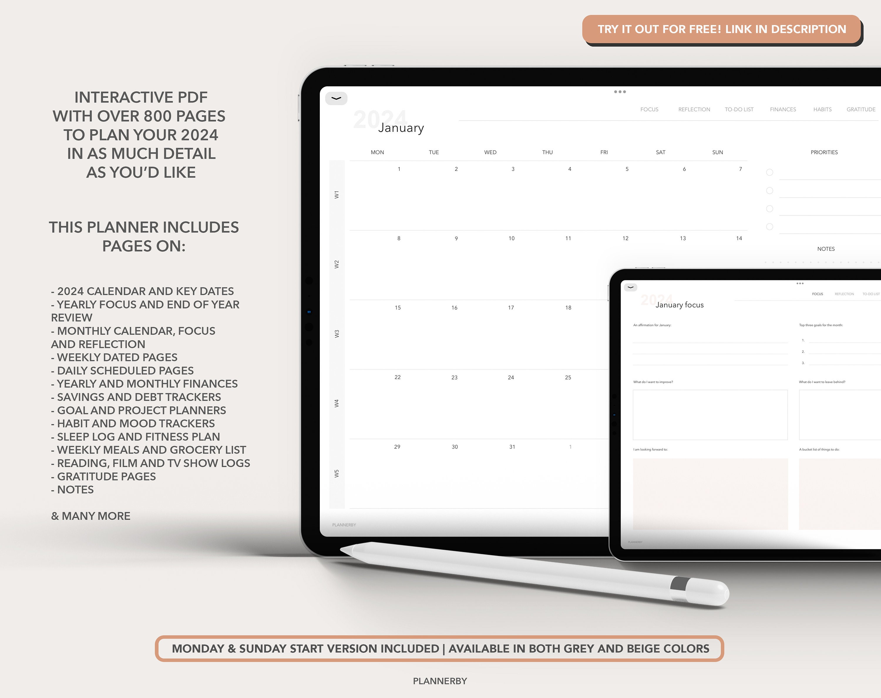 2024 Digital Planner, Dated Digital Planner, Goodnotes Planner ...