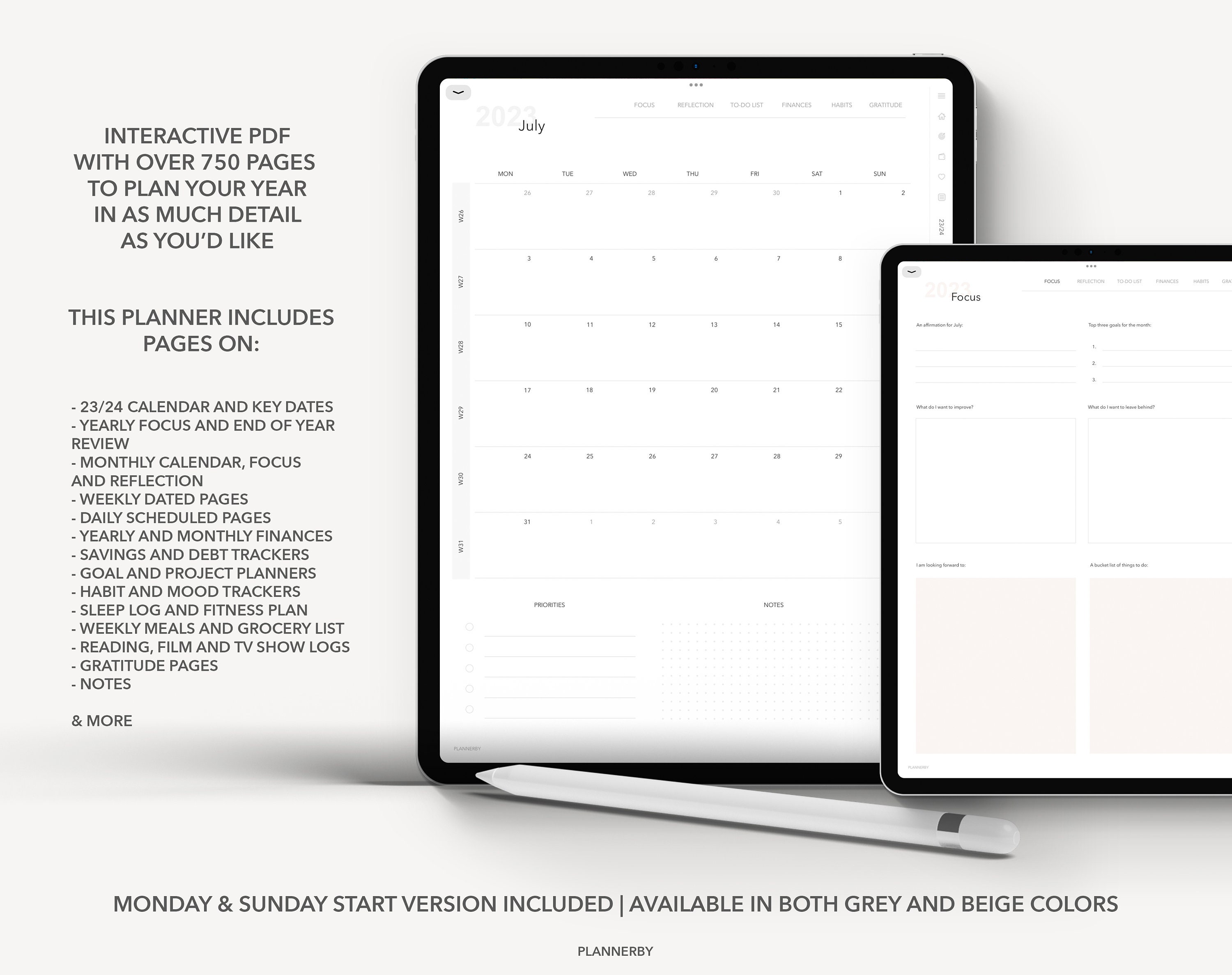 2023 2024 Mid-year Digital Planner, Dated Digital Planner, Goodnotes ...