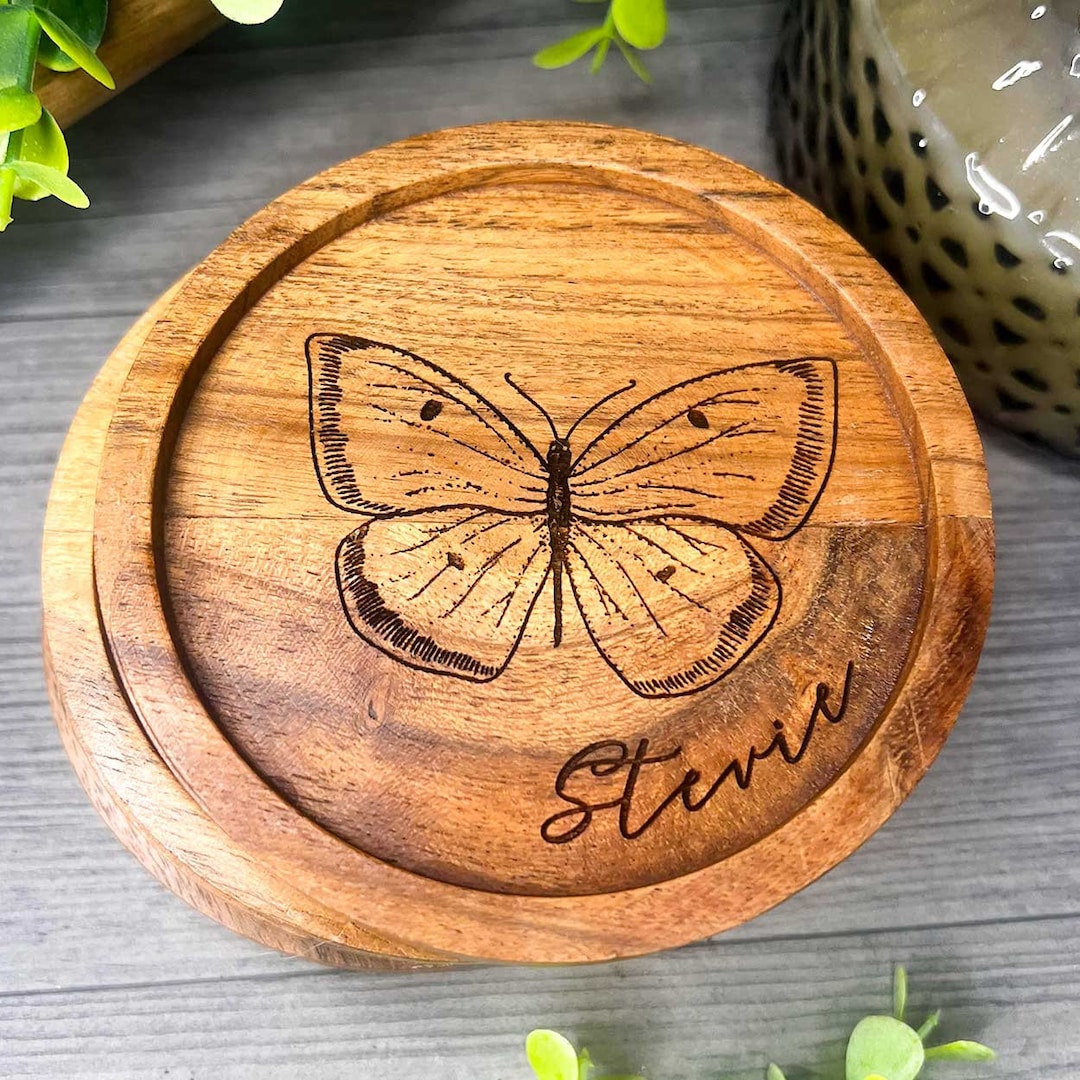 Custom Wooden Coasters Custom Engraved Butterfly Coasters Custom Gift ...