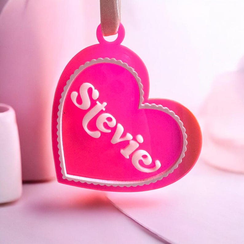 Valentine's Name Tags, Ruffle Heart Basket Tag, Heart Name Tag, Name ...