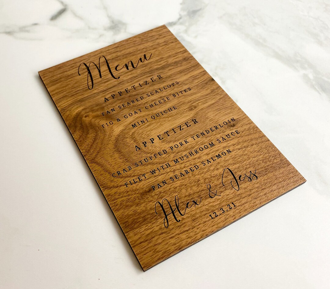 Custom Wooden Menus Custom Wedding Dinner Menu Custom Gift Wedding ...