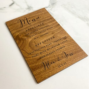 Custom Wooden Menus | Custom Wedding Dinner Menu | Custom Gift ...
