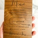 Custom Wooden Menus Custom Wedding Dinner Menu Custom Gift Wedding ...
