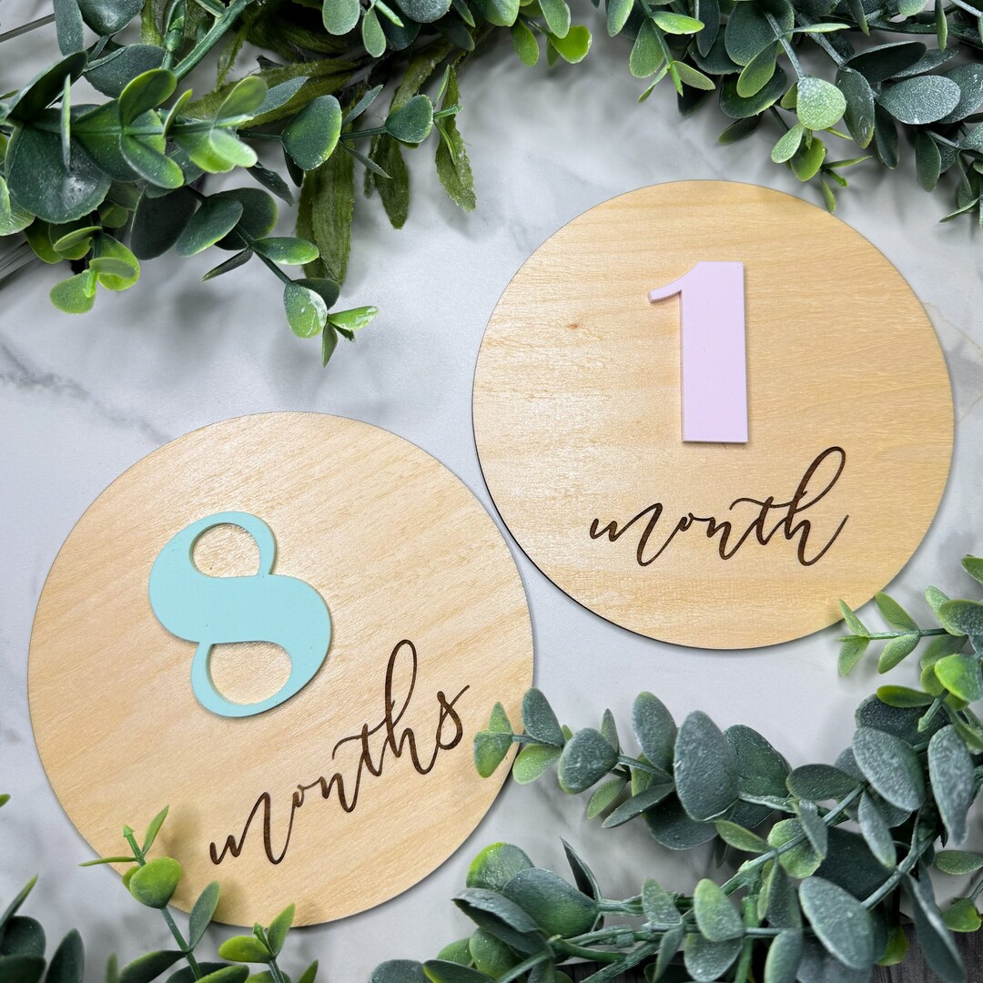 Round Milestone Cards, Infant Milestone Set, Monthly Milestone Markers ...