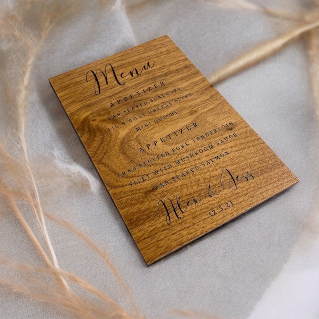 Custom Wooden Menus | Custom Wedding Dinner Menu | Custom Gift ...